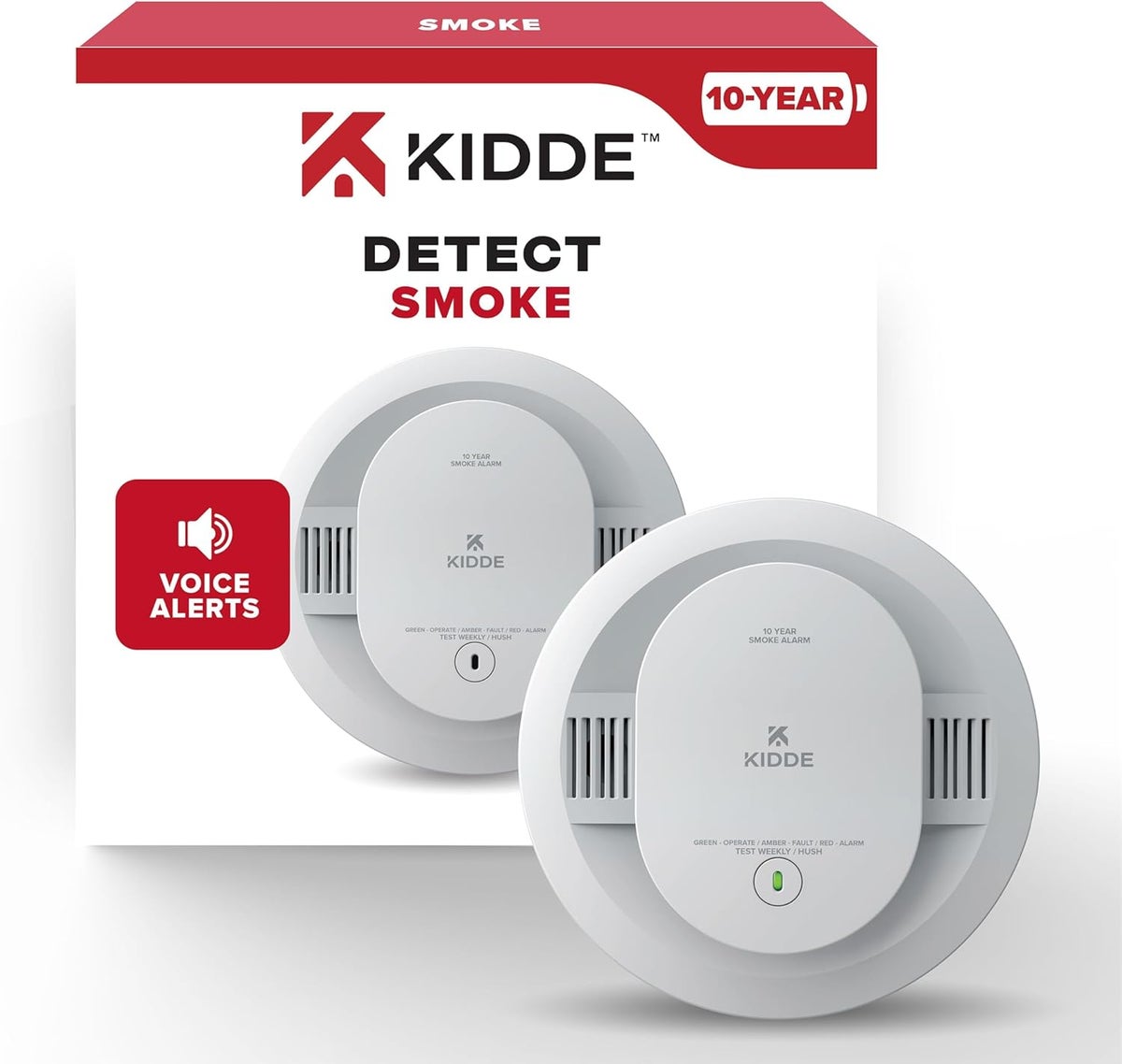 Kidde Kidde Smoke Detector 10Year Battery Powered Voice Alerts LED ...