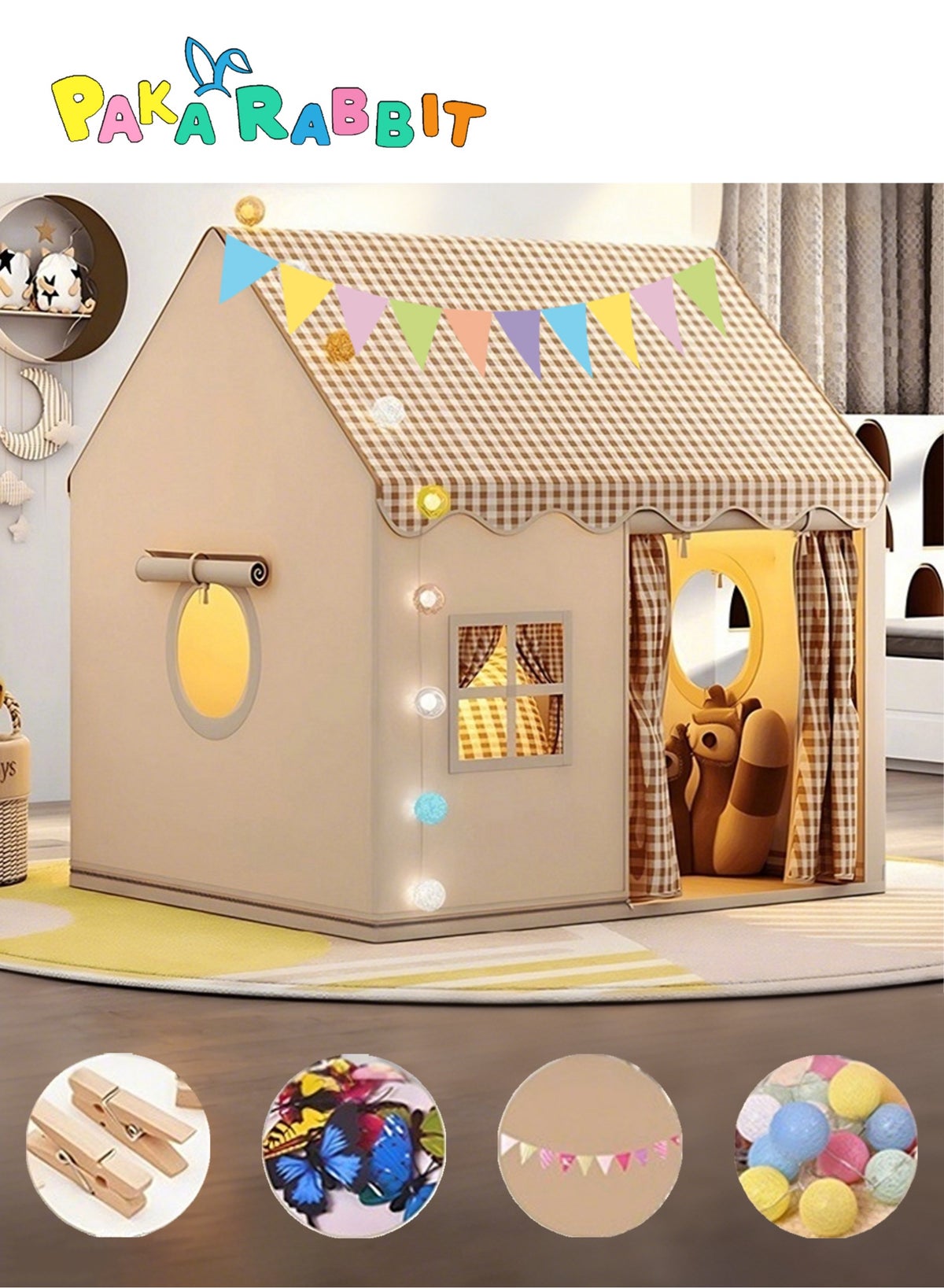 Paka Rabbit Large Kids Tent Playhouse Indoor Outdoor Toddler Play Tent ...
