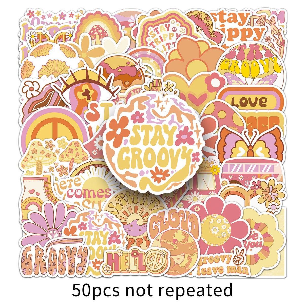 Generic 50 Sheets Bohemian Hippie Graffiti Stickers Personalized ...
