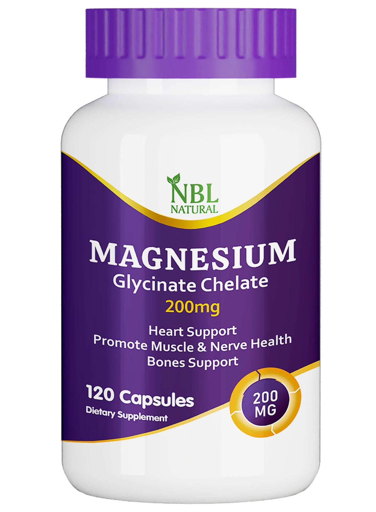 NBL Natural Magnesium Glycinate Chelate 200mg 120 Capsules 120 Capsules ...