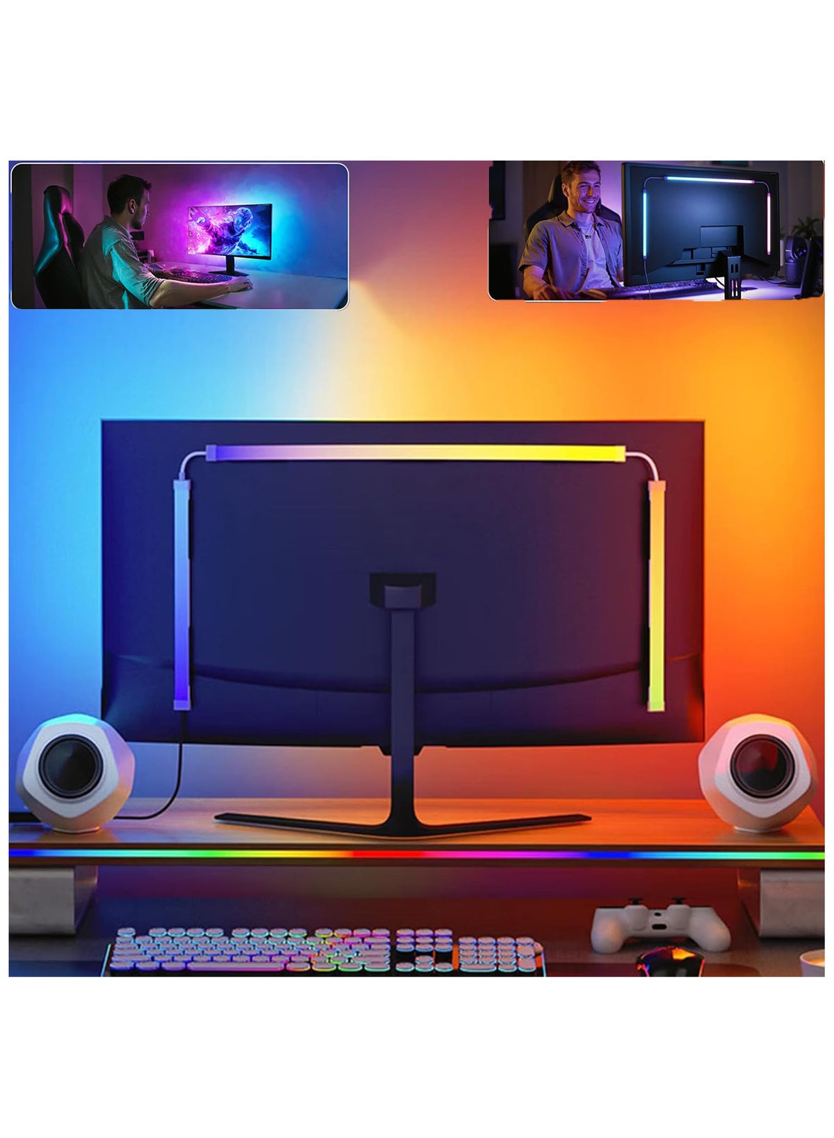 ALAMAREQ Gaming Monitor Led Backlights, LED Strip Light Sync with ...