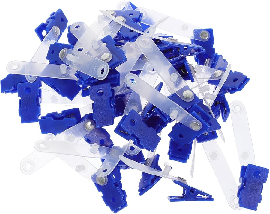 Generic 100 Pcs Plastic Name Tag Clips And Straps For Work ID Badge ...