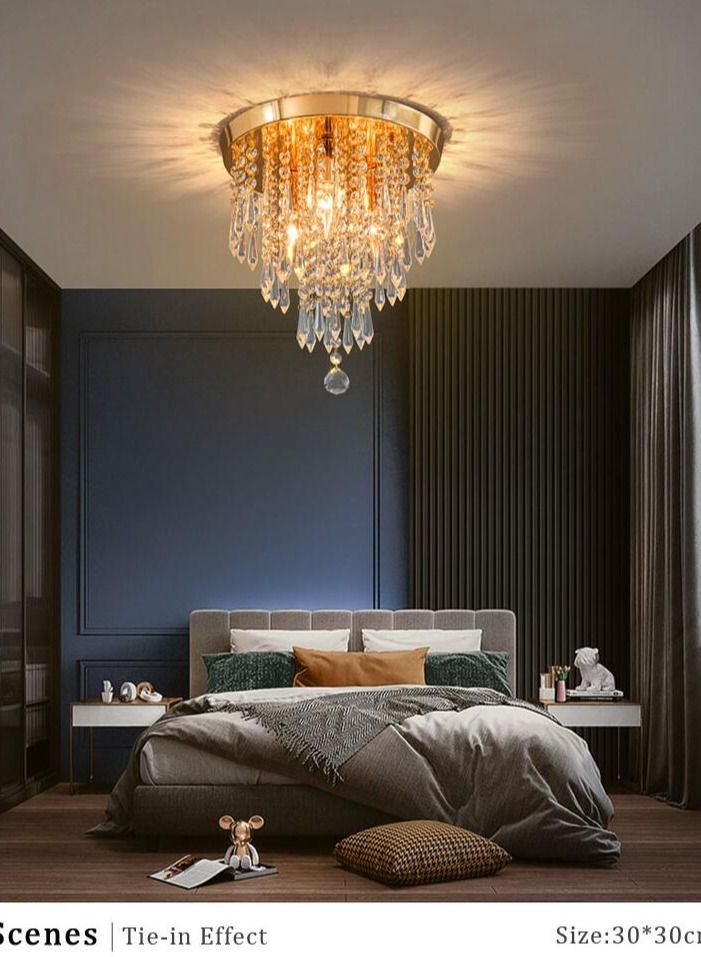 Generic Golden Ceiling Light Hanging Crystal Ceiling Lamp for Home ...
