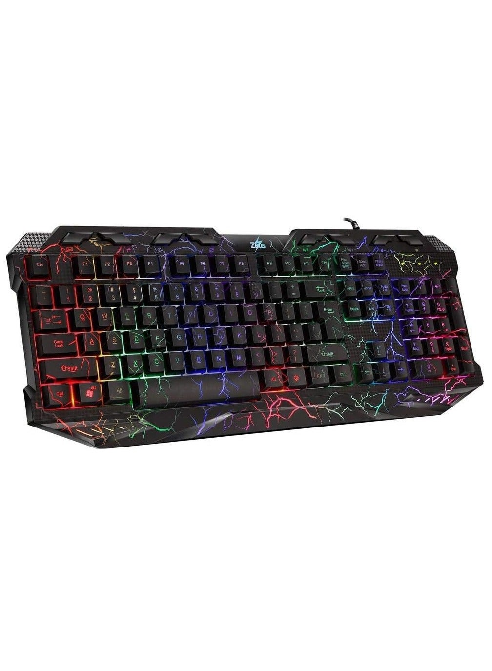 Generic ZEUS Rainbow Membrane Gaming Multimedia Keyboard Full Size ...
