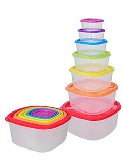 SAQOWARE 7 Peice Food Container Sett with Lid Rainbow Colours/ Plastic ...