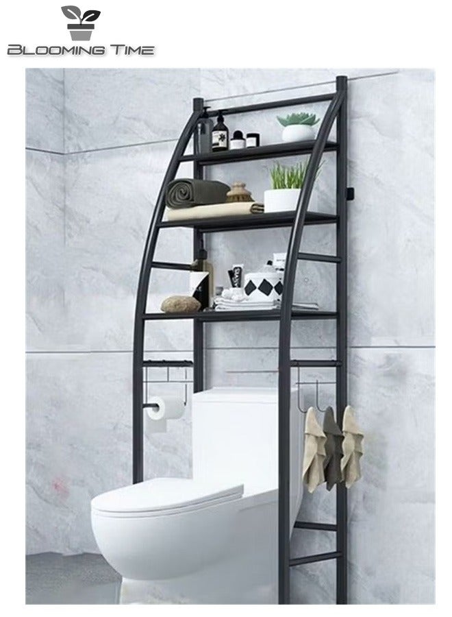 BLOOMING TIME 3-Layer Storage Rack Above The Toilet Saves Space Black ...