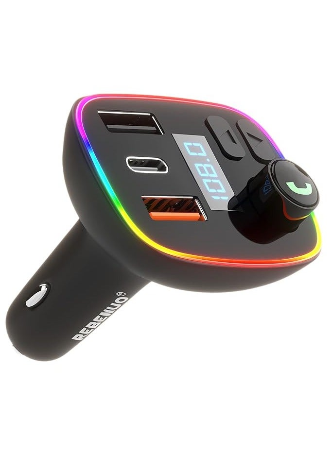 REBENUO RCP75 Car FM Player with 2 Wired Phone Charging Ports with ...