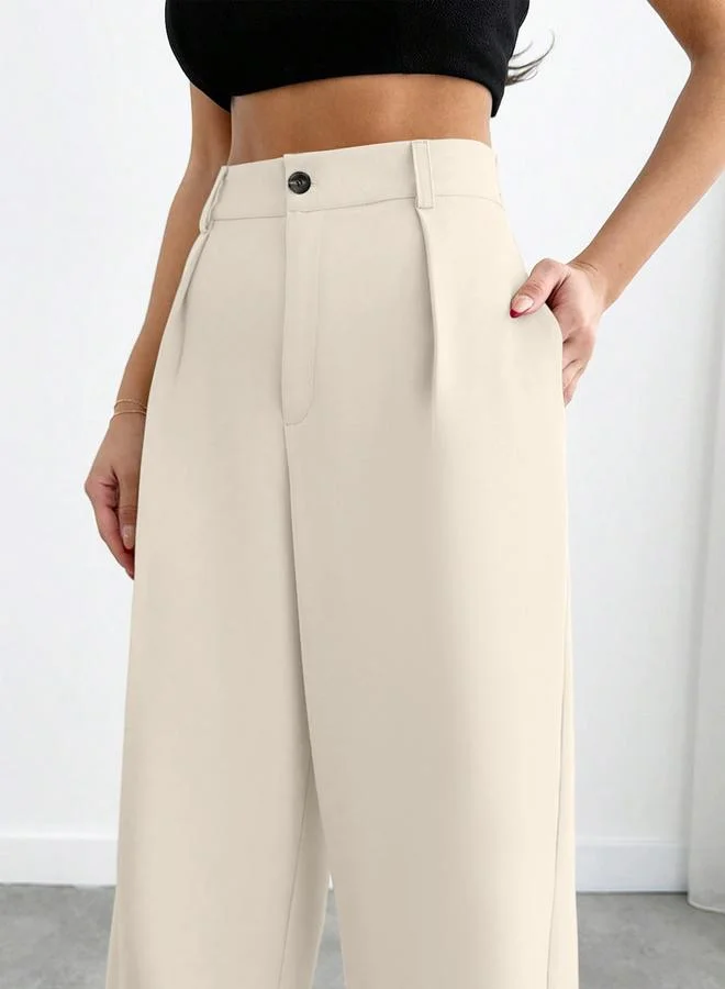Take Two Off White Wide Leg Trousers for Women | Best Price Qatar