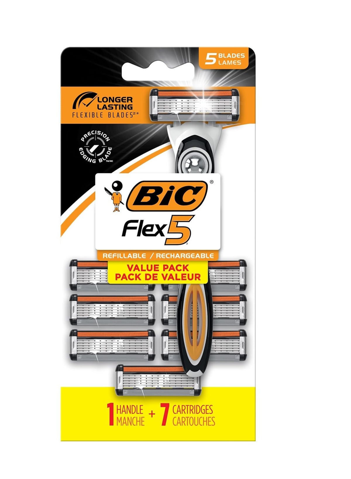 Bic BIC Flex 5 Refillable Razors for Men, Long-Lasting 5 Blade Razors ...