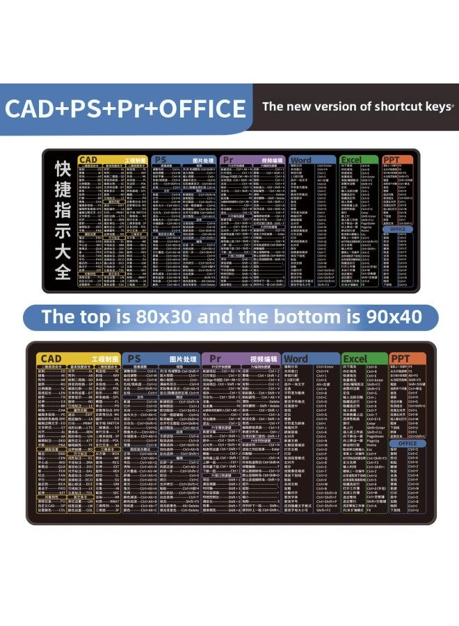 Generic CAD Mouse Pad Shortcut Keys Pr Desk Pad Ps Keyboard Computer ...