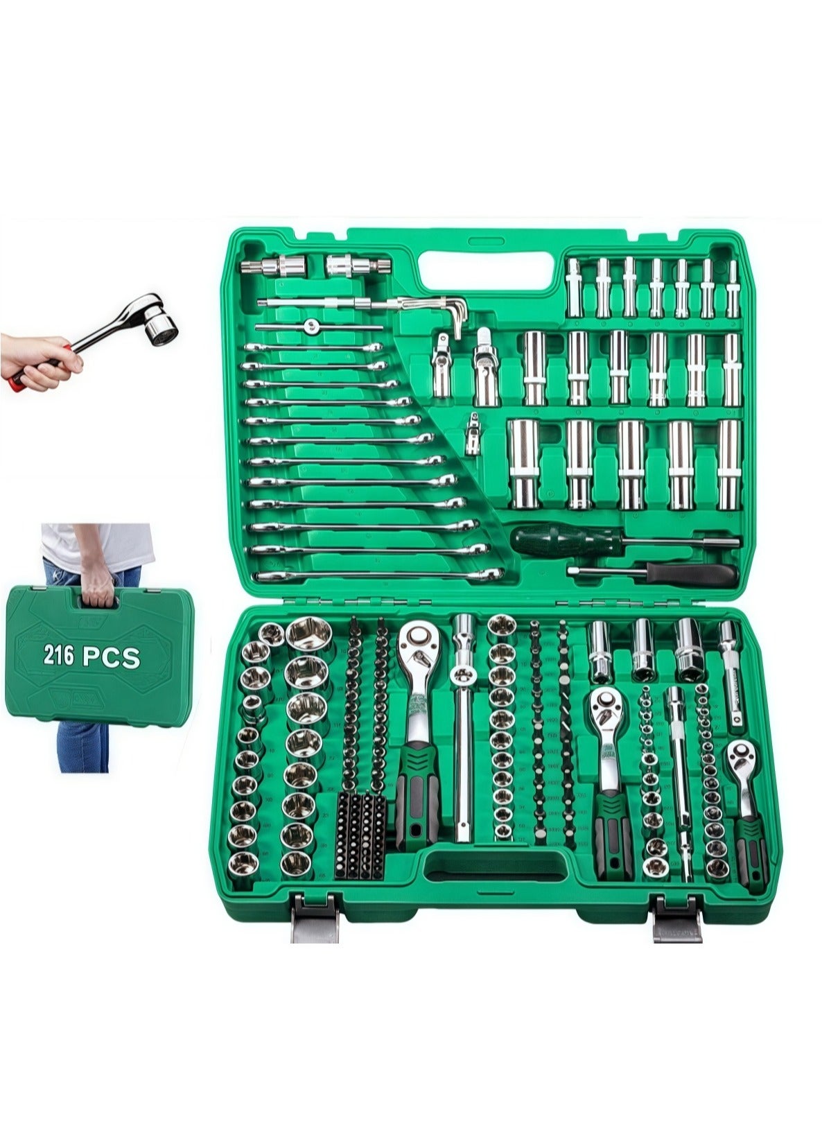 ET-LIFE 216 PCS Car Mechanic Socket Tool Kit Set - Professional Car ...