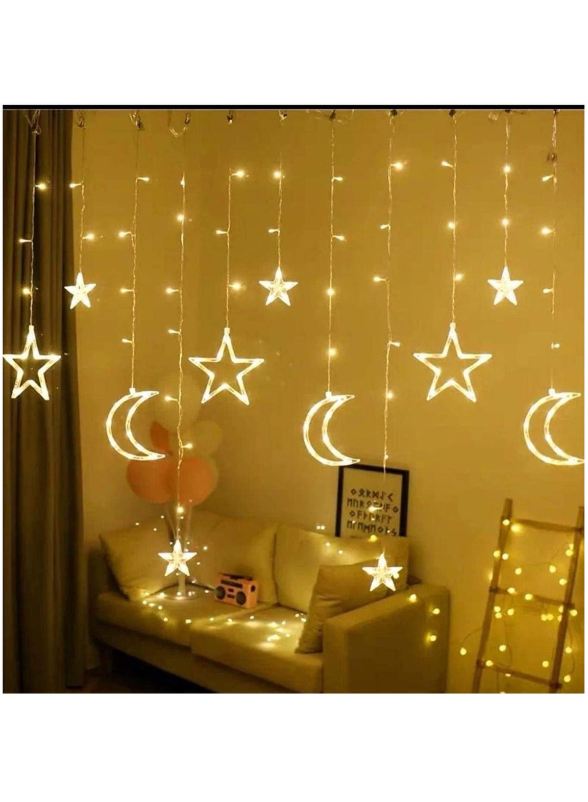 Generic Led String Lights Stars Shaped And Moon Curtain Decorative ...