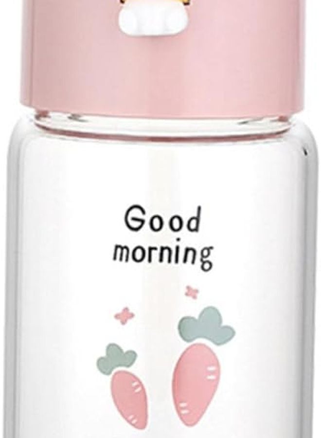 Generic Cartoon Rabbit Glass Water Bottle Cute Bunny Design Pink Smooth ...