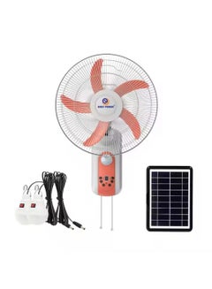 Easy Power Solar-powered wall fan, with a solar panel, and 2 LED lights ...
