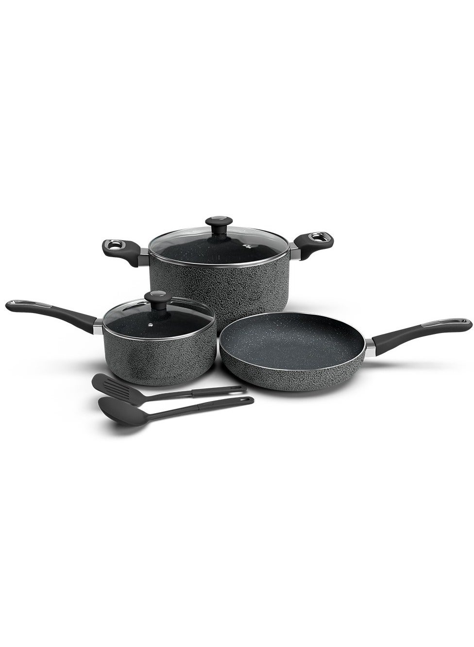 Impex Aluminum Cookware Set Of 7 Pieces-Non-Stick Granite Surface ...