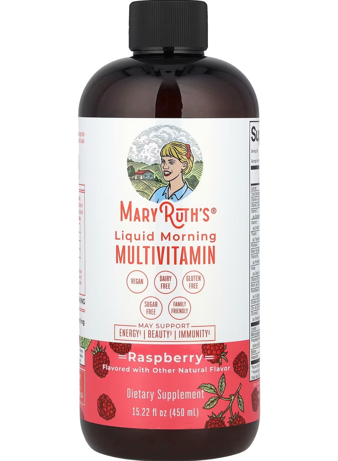 MaryRuth Organics Liquid Morning Multivitamin, Raspberry, 15.22 fl oz ...