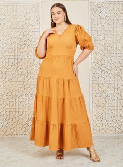 Styli Button Detail Tiered Maxi Dress | Best Price KSA | Riyadh, Jeddah
