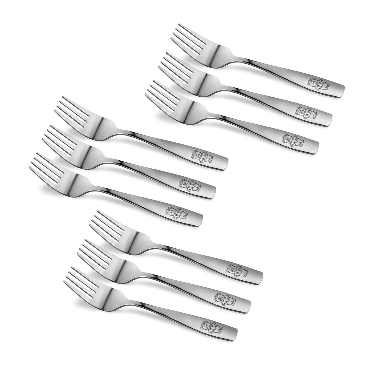 GlossyEnd 9 Piece Stainless Steel Kids Forks - Kids Cutlery, Toddler ...
