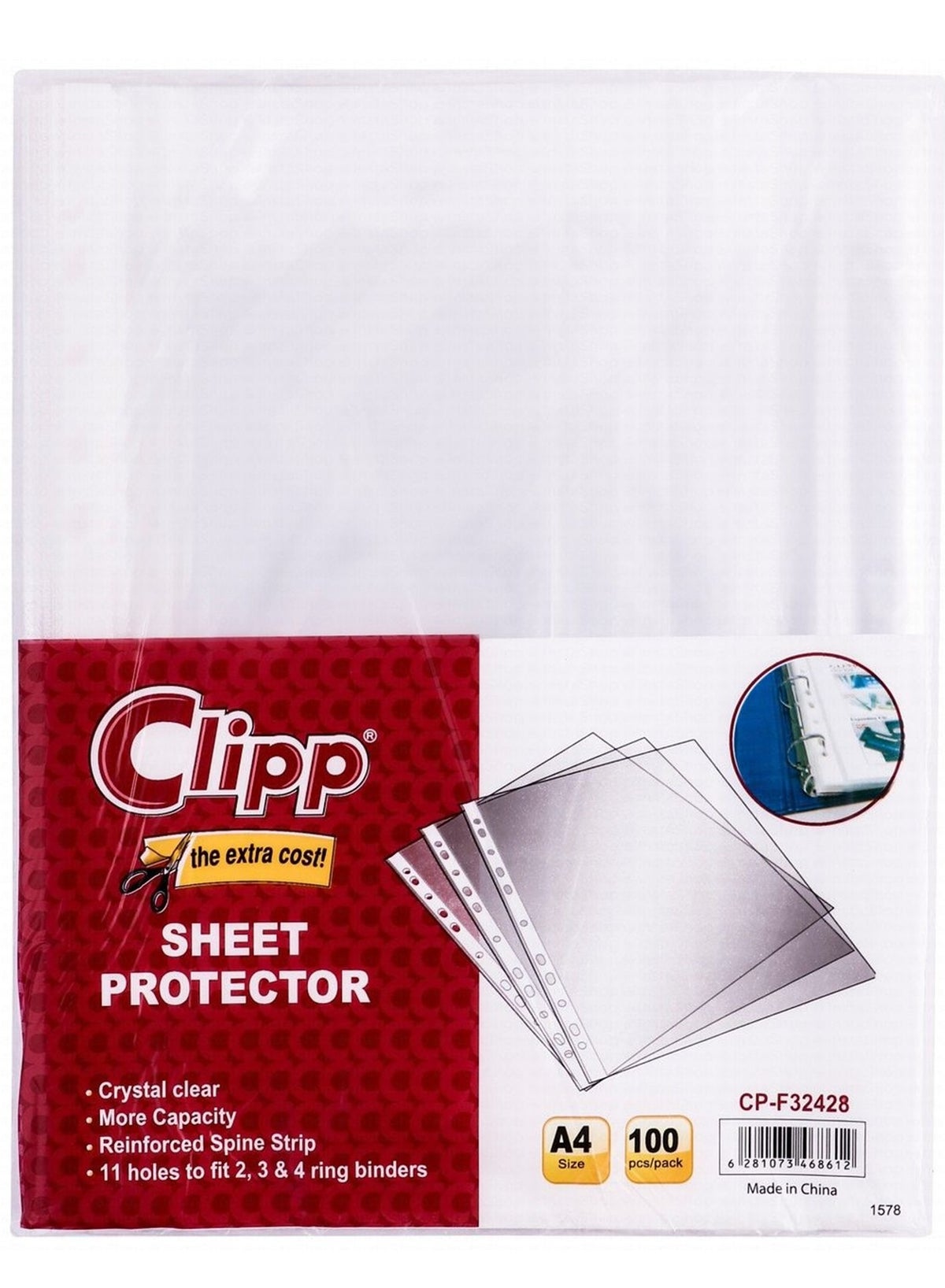 CLIPP 100-Piece A4 Size Reinforcement Punched Pockets 40 Micron Thickness | Best Price UAE ...