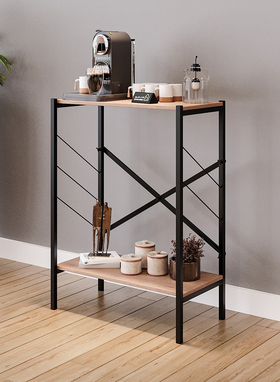 DANTA HOME Coffee Corner Table, Side Table, Bookcase, 2 Wooden Tops For ...