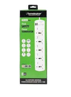 Terminator 5 Way Universal Power Extension With 2 USB Option TPB 5AU ...