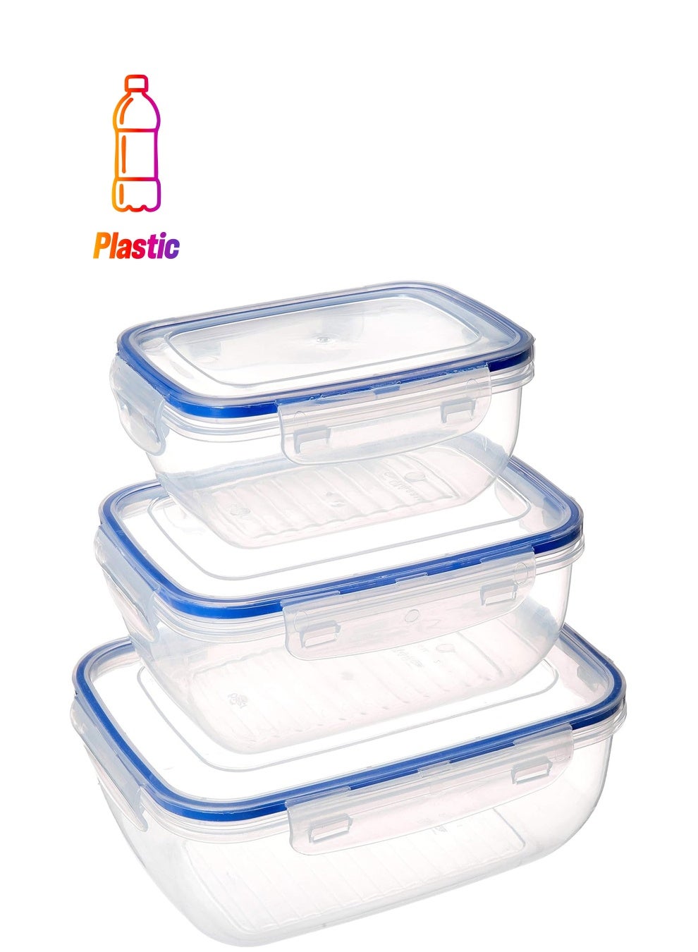 Bager Rectangular Storage Container Set 3 Pcs (800+1400+2300 Ml ...