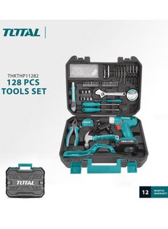 TOTAL Premium Quality Cordless Drill Electric Screwdriver 128 Pcs Tool ...