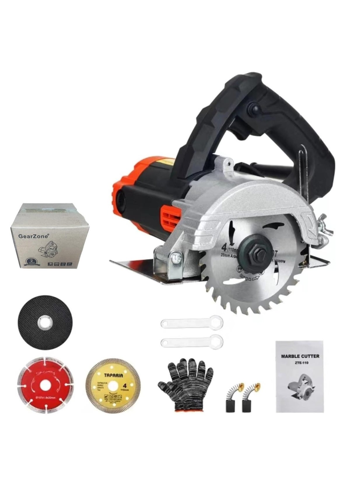 GearZone Marble Cutter, Circular Saw with 4 Blades 12000RPM, Orange ...