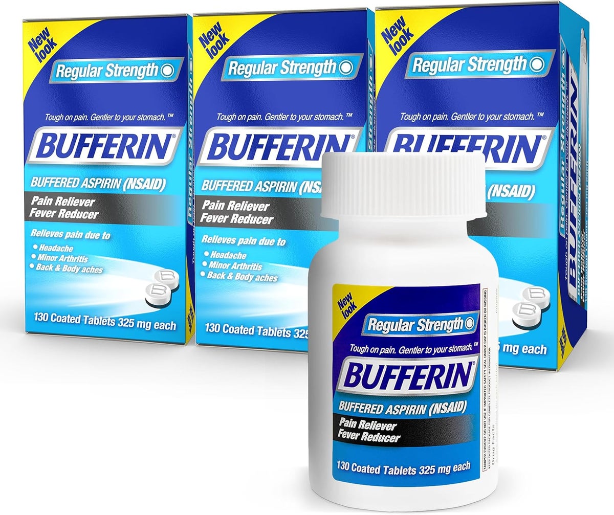 Bufferin Bufferin Aspirin 325mg, Pain Reliever & Fever Reducer, with 3 ...