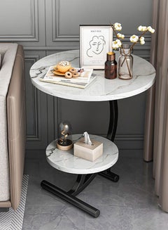 تسوق JANTENS وCoffee Table Double Layer Imitation Marble White 55x55x60 ...