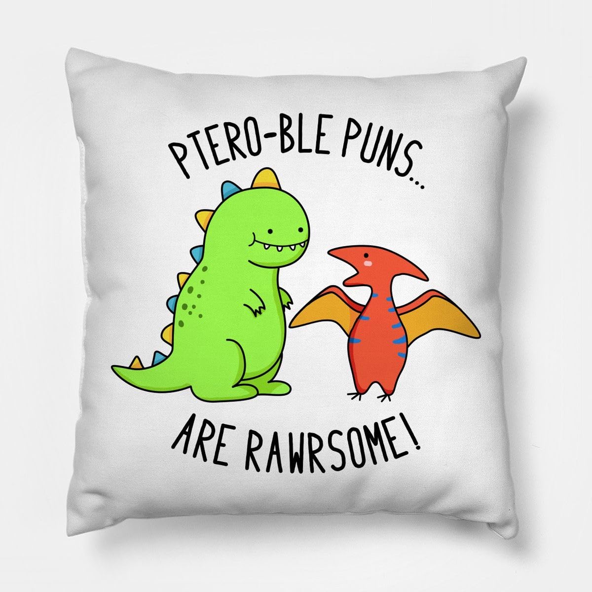 CRAFT MANIACS Cute Dinosaur Pun Cartoon 16 * 16 Pillow with Filler ...