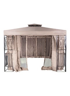 LIVING ACCENTS Elegant Design Gazebo with Mosquito Net Beige 2.54 x 3 x ...