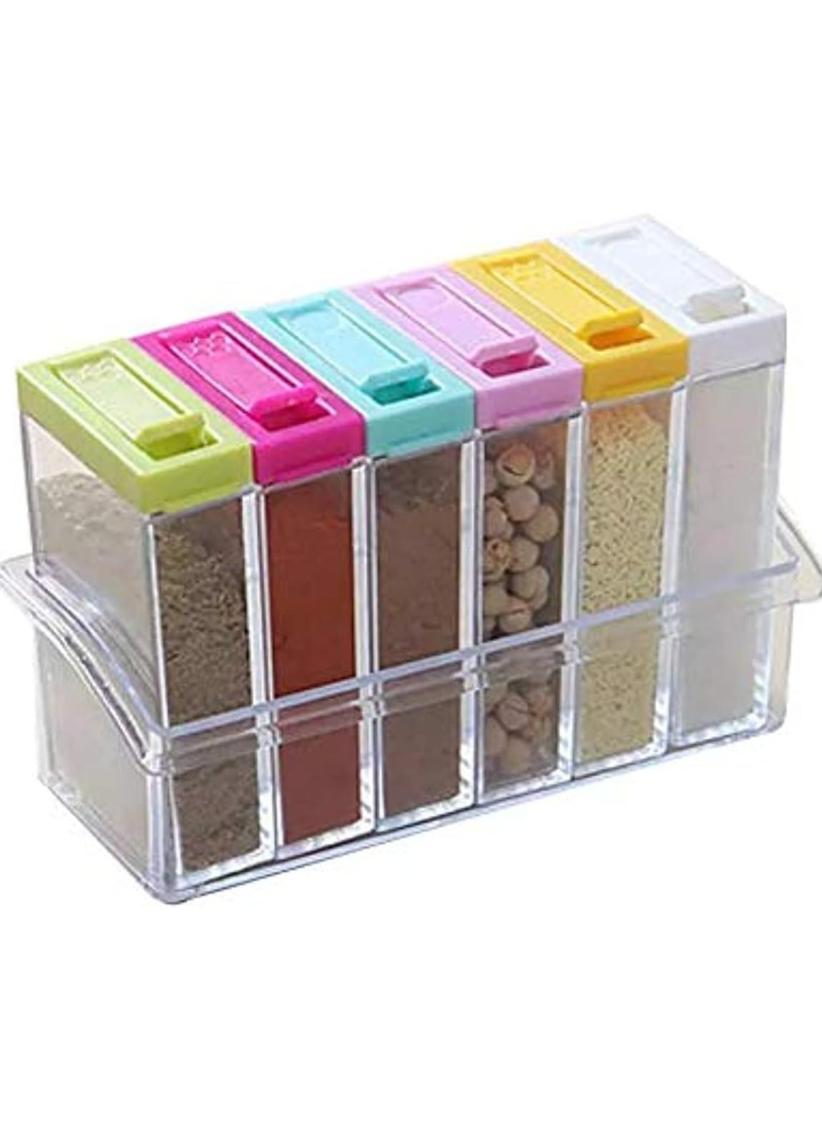 Generic Kitchen Plastic Condiment Salt Spice Jar Set Storage Box (6 ...