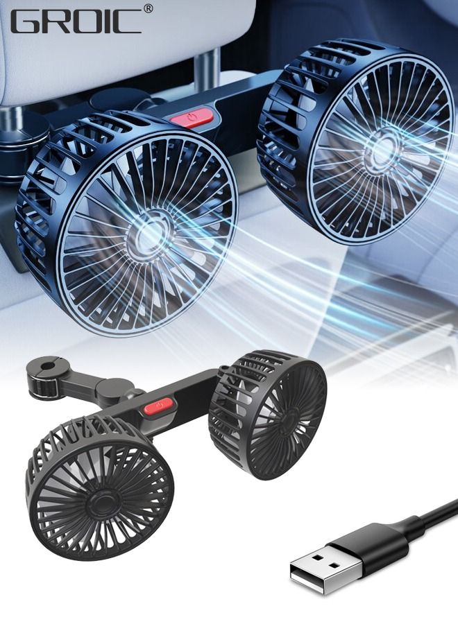 GROIC USB Car Fan,Adjustable Dual Head Clip Fan 360° Rotatable Cooling ...