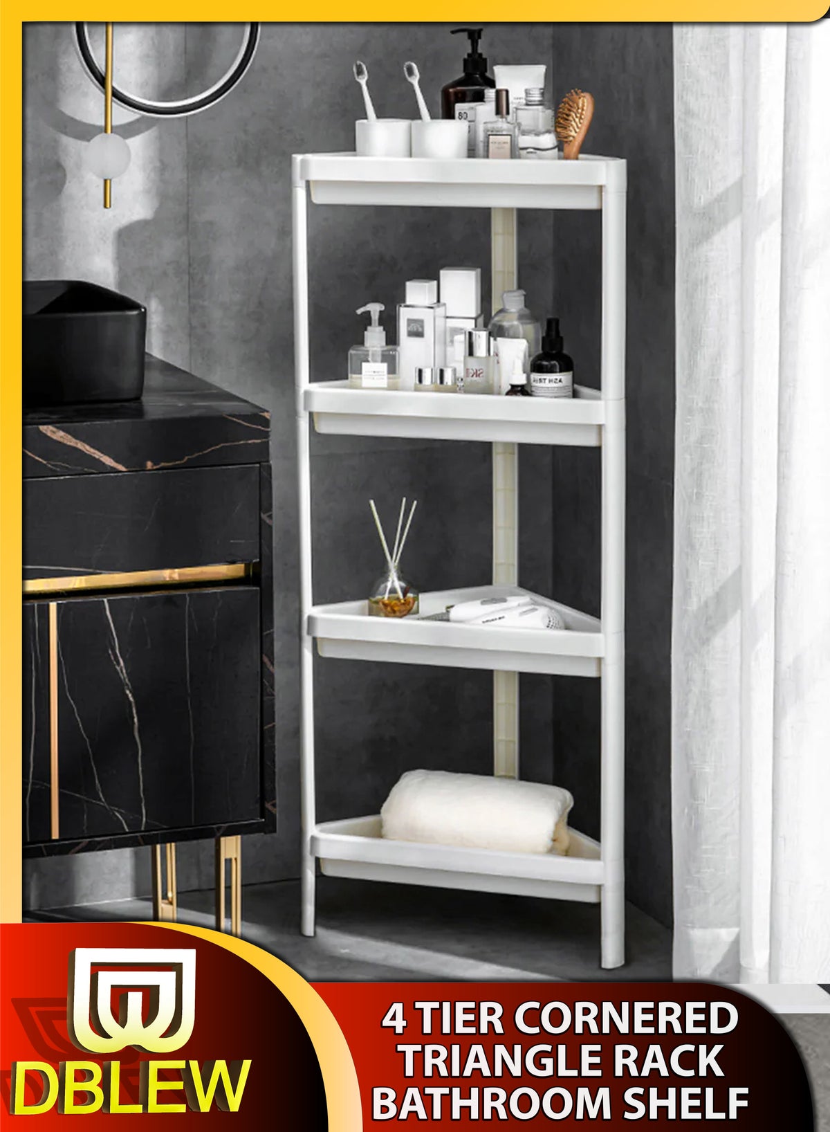 DBLEW 4 Tier Vesken Shower Caddy Corner Rack Triangular Design Storage ...