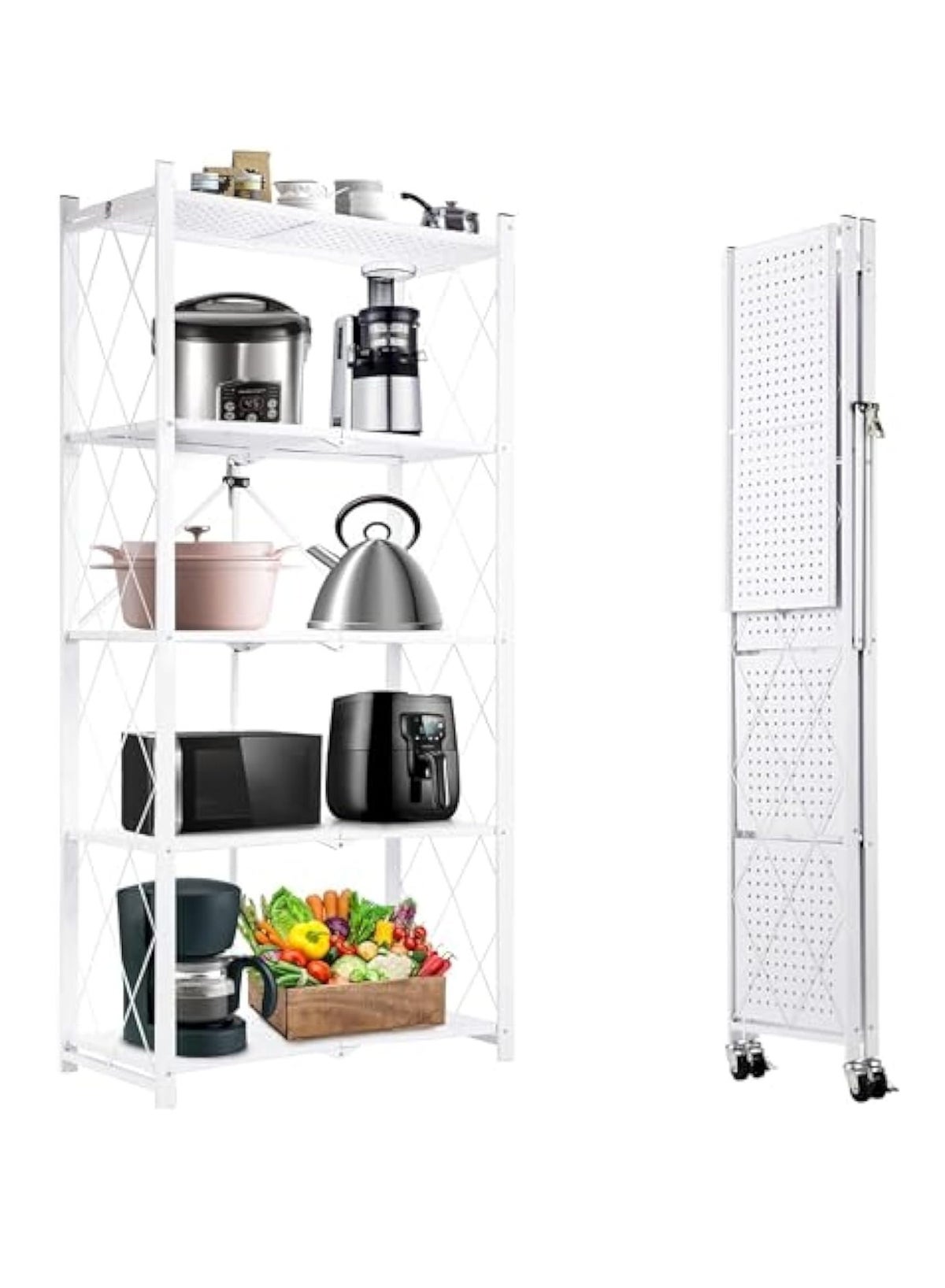 Arabest 5 Tier Heavy Duty Storage Rack Foldable Kitchen Shelf For ...