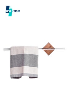 WAOKN Bathroom wall towel rack (walnut base and acrylic suspension rod ...