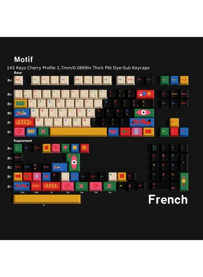 Generic 143 Key PBT Cherry Keycaps Dye Sublimation Motif French ISO ...