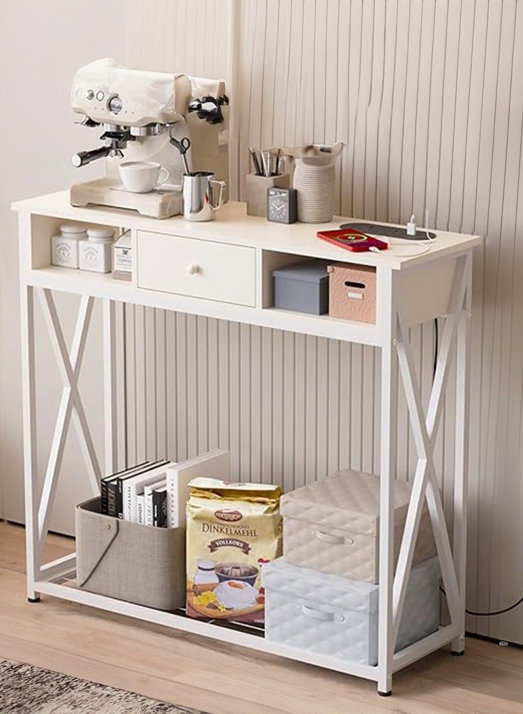 AGD AGD Modern Entryway Coffee Table 100x30x90cm with Storage Shelf and ...