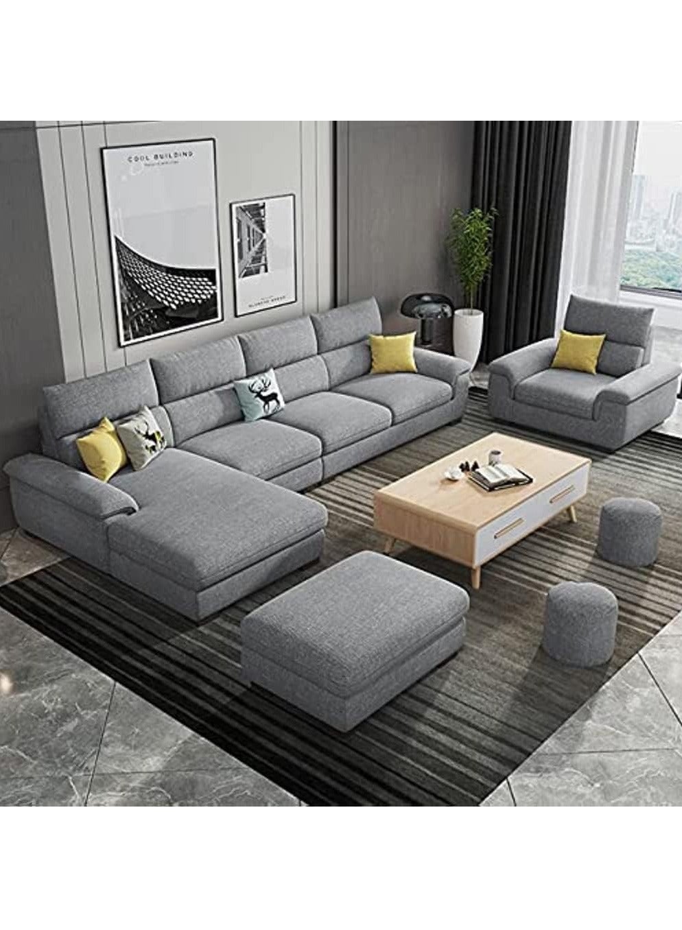 KARNAK Karnak Overstuffed Multifunction Sofa Set, Solid Wood Sofa for ...