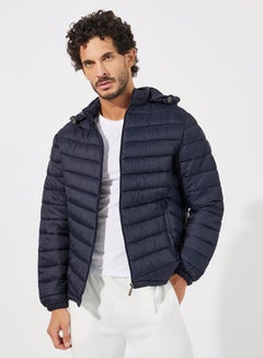Styli Warm Quilted Hooded Puffer Jacket with Welt Pocket | Best Price ...