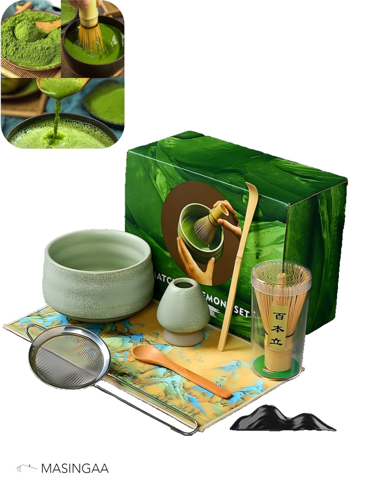 MASINGAA 8-Piece Matcha Tea Set Includes Matcha Bowl Bamboo Whisk Scoop ...
