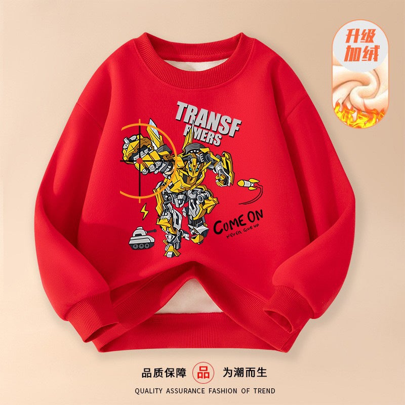 Generic Boys' Fleece Sweatshirt 2025 Kidsren'S Sportswear Trendy And ...