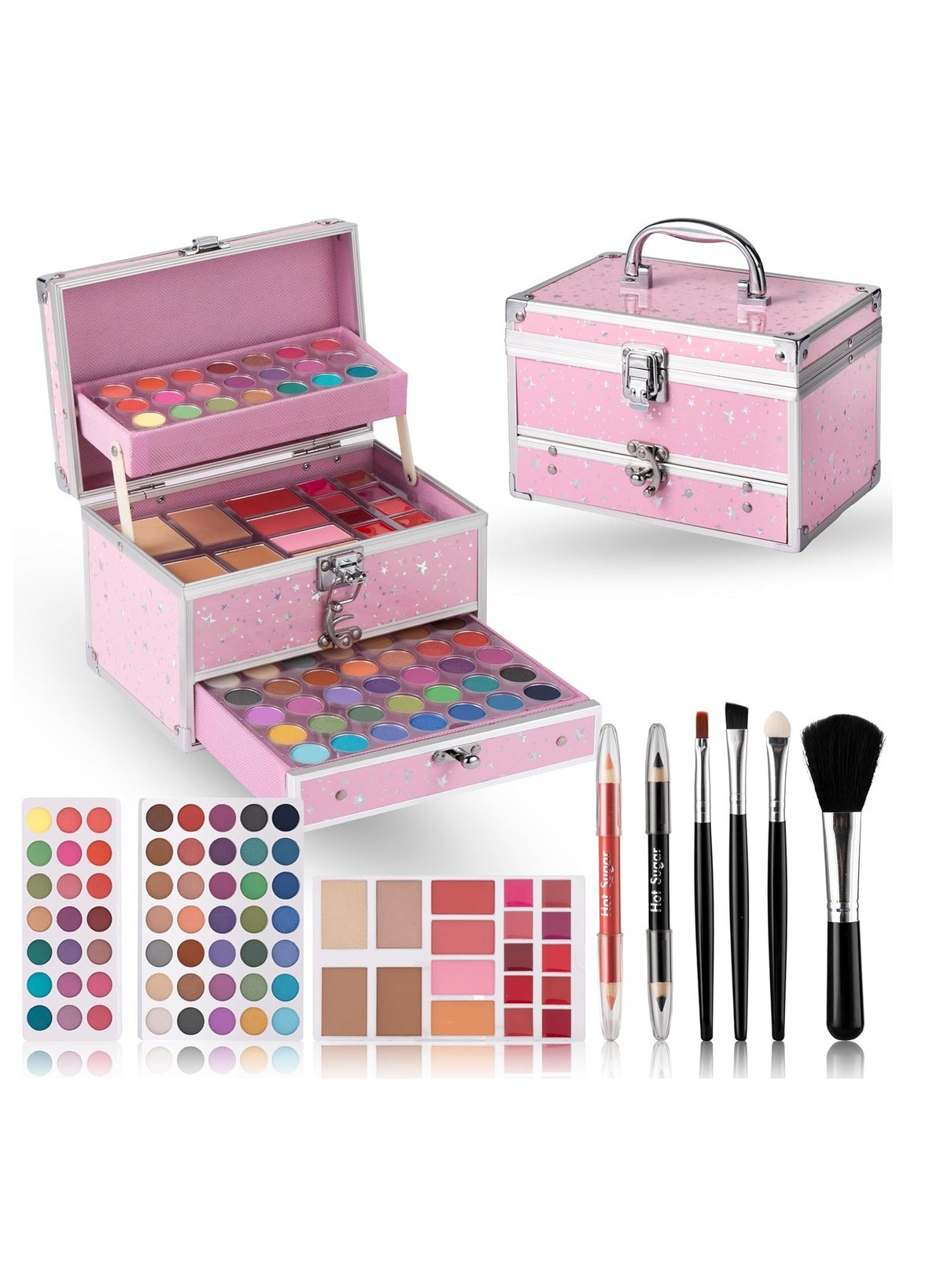 Hot Sugar Hot Sugar Makeup Kit for Teens with Train Case, Portable ...