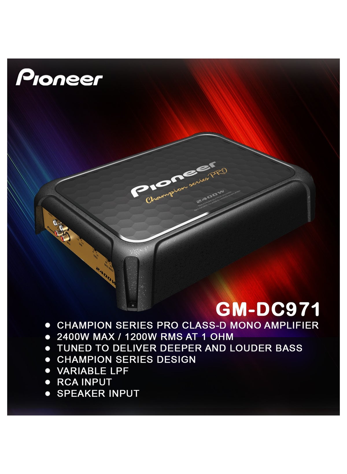 Pioneer GM-DC971 Champion Series PRO Class-D Mono Amplifier 2400W Max ...