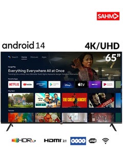 SAHM 65 Inch 4K Smart LED TV, Android 14, UHD 3840x2160 Resolution, 16: ...
