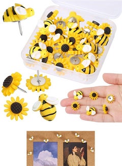 Generic 20 Pcs Sunflower with10 Pcs Bee Fun Decorative Thumbtacks ...