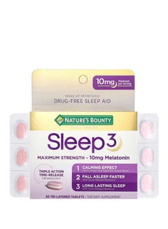 NATURE'S BOUNTY Sleep 3 Melatonin 10mg 30 Tri-Layer Tablets | Best ...
