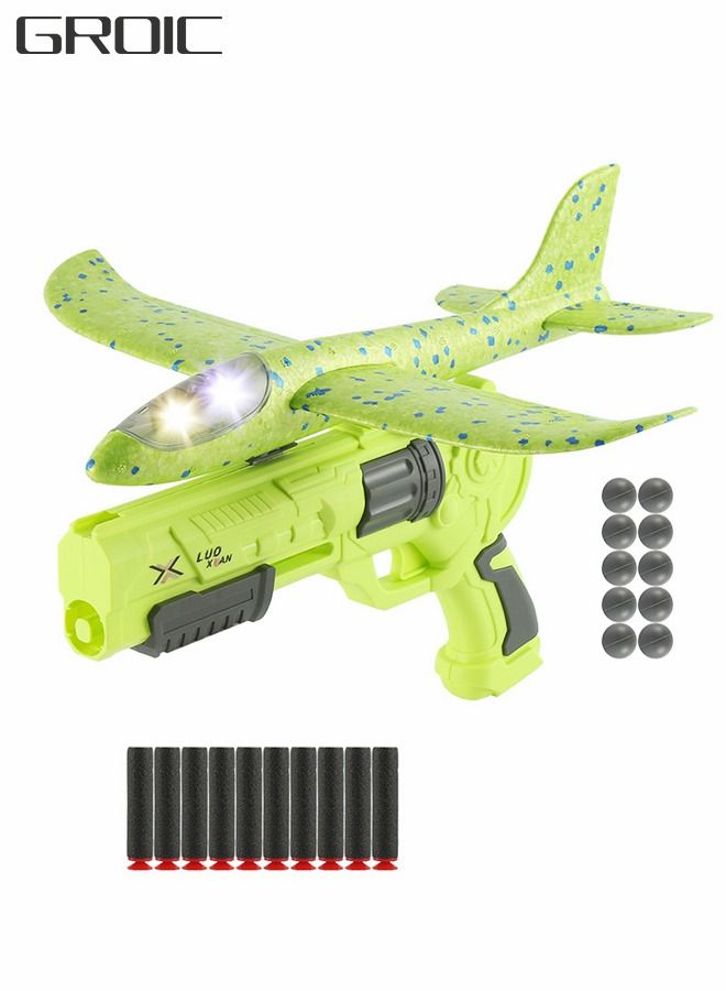 GROIC Airplane Gun Toy, Launcher Soft Bullet Gun,2 Flight Modes LED ...