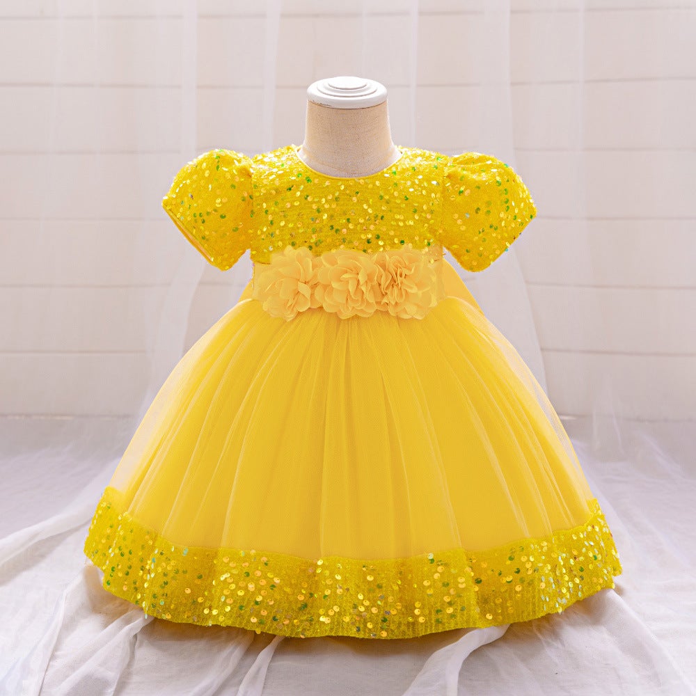 Generic Baby Dress Baby One-Year-Old Three-Dimensional Flower Princess ...